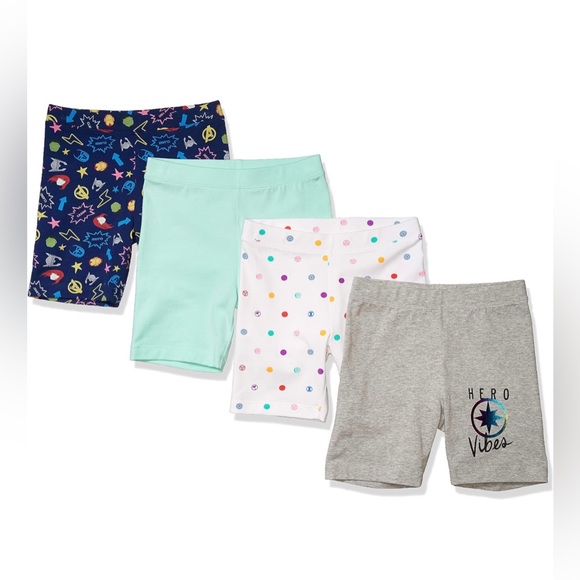 Bottoms | 4 Pack Girls Biker Shorts Marvelstar Warsfrozenprincess ...